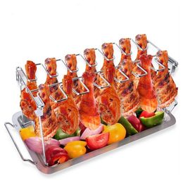 Runxizhou Grillbesteck-Set Hähnchenschenkel Halter für Backofen & Grill mit Auffangschale