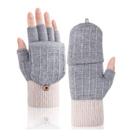 Coonoor Strickhandschuhe Fingerhandschuhe mit Flip-Top Strick Thermohandschuhe