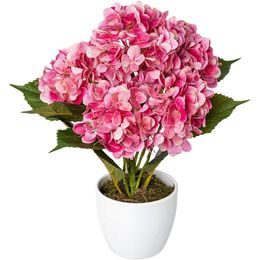 Kunstpflanze Hortensie, Creativ green, Höhe 50 cm, im Keramiktopf, rosa