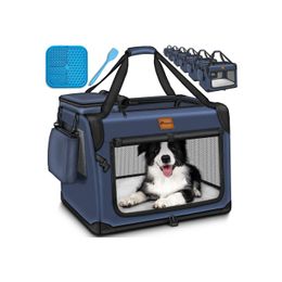 TRESKO Hunde-Transportbox Hundebox faltbar inkl. Leckmatte und Spatel bis 15