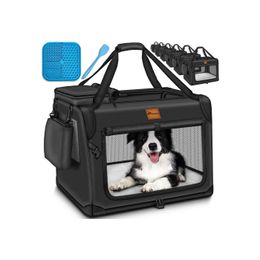 TRESKO Hunde-Transportbox Hundebox faltbar inkl. Leckmatte und Spatel bis 15