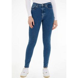 Tommy Jeans Bequeme Jeans Sylvia mit Ledermarkenlabel, blau