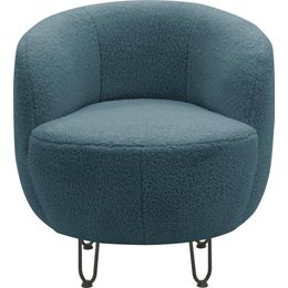 Inosign Sessel Anjuli Lieferzeit nur 2 Wochen, Runde Form, perfektes Einzelstück, Flausch oder Feinstruktur, blau