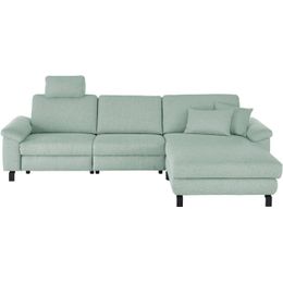 3C Candy Ecksofa Mainau L-Form, Relaxfunktion im 1,5-Sitzer, motorische Schlaffunktion in Longchair, grün