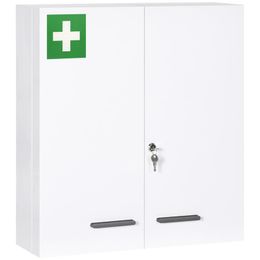 kleankin Medizinschrank mit 2 Türen und Schloss weiß (Farbe: weiß)