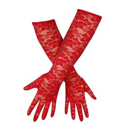 Pamela Mann Lace Opera Glove Fingerhandschuhe rot