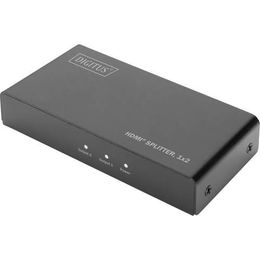 Digitus DS-45324 2 Port HDMI-Splitter LED-Anzeige, Metallgehäuse, Ultra HD-fähig, mit Status-LEDs 4096 x 2160 Pixel Schwarz