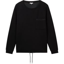 Tom Tailor plus Sweatshirt, Brusttasche, Kordelzug, für Damen, schwarz, 50