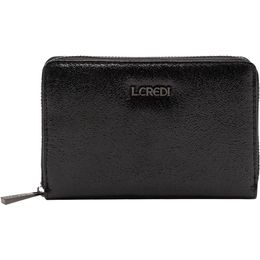 L.Credi Brieftasche, Reißverschluss, Emblem, für Damen, schwarz
