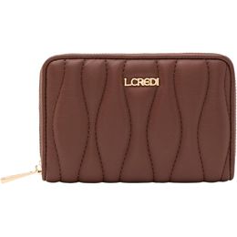 L.Credi Brieftasche, Reißverschluss, Emblem, für Damen, braun