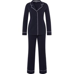 Esprit Pyjama, Baumwolle, Reverskragen, für Damen, blau, 44