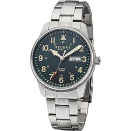 Regent Uhren Quarzuhr REGENT "F1445 - 19144297" Armbanduhren silberfarben (edelstahlfarben) Herren Quarzuhren