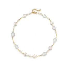 Firetti Collier Schmuck Geschenk Halsschmuck Halskette Silberkette Kugelkette Perle, Made in Germany - mit Bergkristall und Süßwasserzuchtperle, gelb|goldfarben|weiß