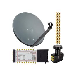 PremiumX SAT Anlage 80cm Antenne Multischalter 5/16 LNB 40x F-Stecker SAT-Antenne