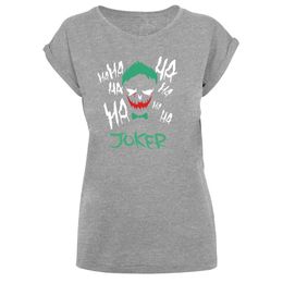 F4NT4STIC T-Shirt 'Suicide Squad Joker' Damen Gr&ouml;&szlig;e L graumeliert / grasgr&uuml;n / rot / wei&szlig;