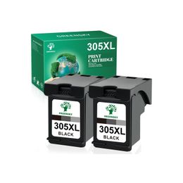 Greensky 2PK 305 Schwarz Druckerpatronen Kompatibel für HP 305XL Tintenpatrone (Envy Serie 6032 6052 6458 6464 6475 6020 6022 6030