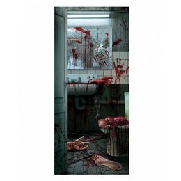 Horror-Shop Hängedekoration Halloween Türdeko Serienkiller im Badezimmer 80x18