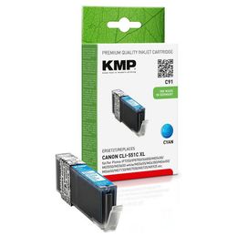 KMP KMP C91 Tinte ERSETZT Canon CLI-551XL / 6444B001 Cyan Tintenpatrone (1 Farbe