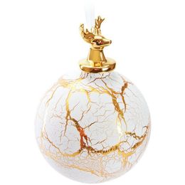 BRUBAKER Weihnachtsbaumkugel Premium Weihnachtskugel Hirsch auf Marmor Kugel Weiß Gold (1 St)