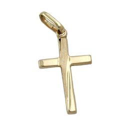 Schmuck Krone Kettenanhänger Anhänger Goldanhänger Kreuz 375 Gold Gelbgold schlicht diamantiert Unisex