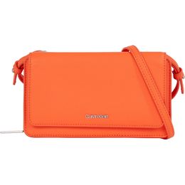 Calvin Klein Umhängetasche, Lederimitat, Emblem, für Damen, orange