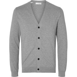 Selected Strickjacke, V-Ausschnitt, für Herren, grau, M