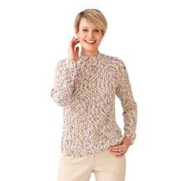Stehkragenpullover Classic Basics "Pullover" Gr. 54, beige (sand, meliert) Damen Pullover Rollkragenpullover