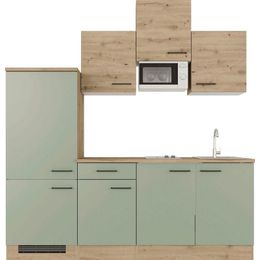 Flex-Well Küche Cara, mit E-Geräten, Gesamtbreite 210 cm, in weiten Farben erhältlich, grün
