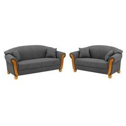 3-Sitzer Home Affaire "Milano" Sofas Gr. H/T: 83cm x 81cm, Microfaser VINTAGE, Set bestehend aus 2-Sitzer und 3-Sitzer, grau (dunkelgrau) 2-Sitzer und 3-Sitzer, incl. Zierkissen