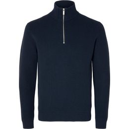 Selected Pullover, Baumwolle, Troyer, für Herren, blau, L