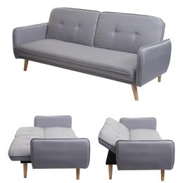 Schlafsofa MCW-J18, Couch Klappsofa G&auml;stebett Bettsofa, Schlaffunktion Stoff/Textil 185cm ~ grau