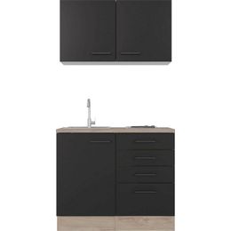 Flex-Well Küche Capri, mit E-Geräten, Gesamtbreite 100 cm, in weiten Farben erhältlich, schwarz