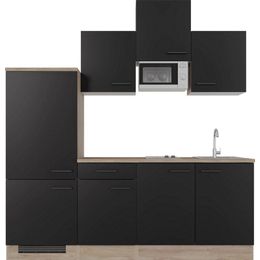 Flex-Well Küche Capri, mit E-Geräten, Gesamtbreite 210 cm, in weiten Farben erhältlich, schwarz