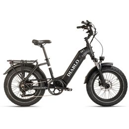 DIABLO BIKES E-Bike XR1, 7 Gang Shimano Tourney Schaltwerk, Kettenschaltung, Heckmotor, 360 Wh Akku, schwarz