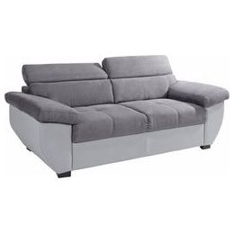 2,5-Sitzer COTTA "Speedway" Sofas Gr. B/H/T: 214cm x 74cm x 103cm, Kunstleder SOFTLUX-Luxus-Microfaser, mit Kopfteilverstellung, grau (hellgrau/dunkelgrau)