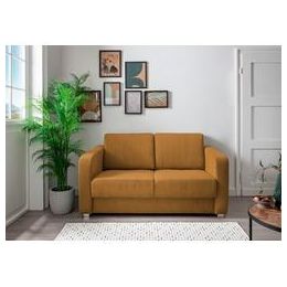 Schlafsofa Inosign "Mia" Sofas Gr. B/H/T: 159cm x 88cm x 87cm, Cord, goldfarben (gold)