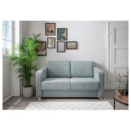 Schlafsofa Inosign "Mia" Sofas Gr. B/H/T: 159cm x 88cm x 87cm, Cord, blau (aqua)