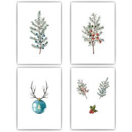 Tigerlino Poster Minimalistisch Weihnachtsbild Weihnachten Kunstdruck Weihnachtsdeko, DIN A4 (21x29,7 cm)