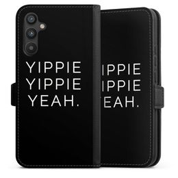 DeinDesign Handyhülle Yippie Yippie Yeah Black, Samsung Galaxy A34 5G Hülle Handy Flip Case Wallet Cover, schwarz