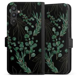 DeinDesign Handyhülle Eukalyptus Blätter Natur Eukalyptusblätter Black, Samsung Galaxy A34 5G Hülle Handy Flip Case Wallet Cover, schwarz