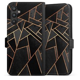 DeinDesign Handyhülle Dreiecke Muster Elisabeth Fredriksson Black Night Gold Print, Samsung Galaxy A34 5G Hülle Handy Flip Case Wallet Cover, schwarz
