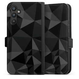 DeinDesign Handyhülle Geometric Muster Abstrakt Polygon Pattern Black, Samsung Galaxy A34 5G Hülle Handy Flip Case Wallet Cover, schwarz