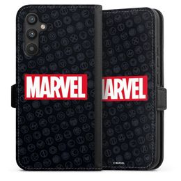 DeinDesign Handyhülle Marvel Comic Logo Marvel Logo Black Red, Samsung Galaxy A34 5G Hülle Handy Flip Case Wallet Cover, schwarz