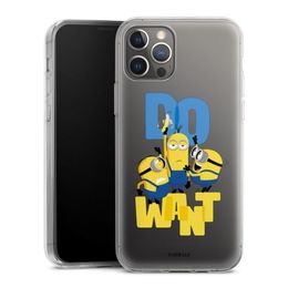 DeinDesign Handyhülle Minions Banane Film Minions Do Want, Apple iPhone 12 Pro Silikon Hülle Bumper Case Handy Schutzhülle, weiß, transparent