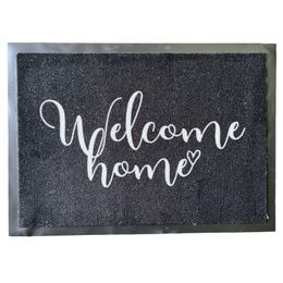 As4home - Fußmatte, Schmutzfangmatte ca 50x70 cm Schwarz mit Aufdruck Welcome home, Sauberlaufmatte Fußabstreifer