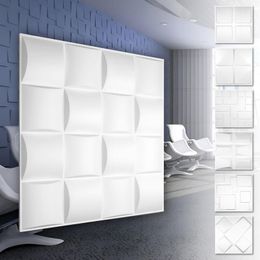HEXIM 3D Wandpaneele aus pvc Kunststoff - weiße Wandverkleidung mit 3D Optik - Cube Motive: 1 Platte / Muster, HD008