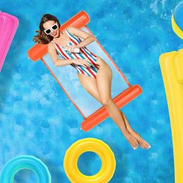 VINGO Aufblasbares Schwimmbett, Ultra Bequeme wasserhängematte mit Netz, Aufblasbares Kopf & Fußteil Pool Hängematte Wasser Luftmatratze Schwimmliege