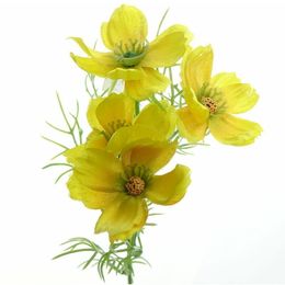 Kosmeen - Cosmea Stiel Gelb mit vier Blüten 39 cm - Kunstblumen - DPI