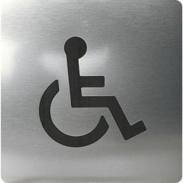 vasalat - wc Symbol Rollstuhl selbstklebend, 100 x 100 mm, Kunststoff Edelstahl-Effekt