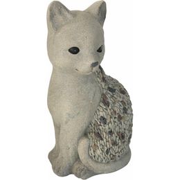 KYNAST GARDEN - Steinfigur Katze 36 cm sitzend Deko Gartenfigur Polystone Steinoptik - Mehrfarbig